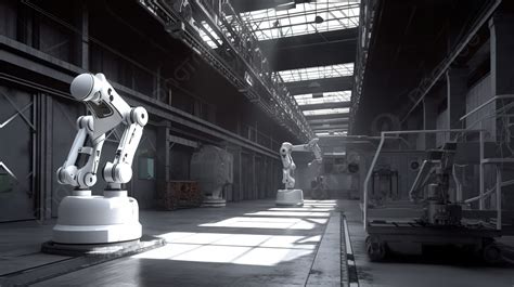 3d 렌더링 X 레이에서 창고 로봇과 로봇 팔이 있는 미래형 사이보그 자동적 인 오토메이션 3d 로봇 배경 일러스트 및