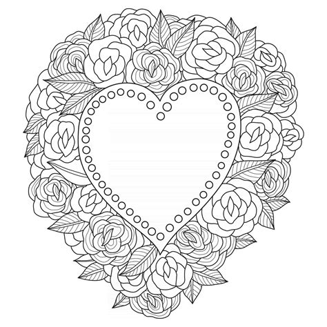 Heart Of Flowers Hand Drawn For Adult Coloring Book 2815070 Vector Art