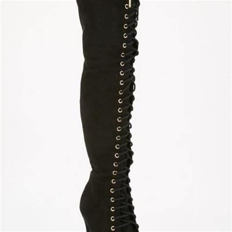 Peep Toe Knee High Black Boots Worn Once Size Depop