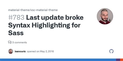 Last Update Broke Syntax Highlighting For Sass Issue 783 Material