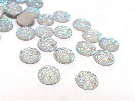 10 Pcs Druzy Resin Embellishment Cabochons Clear Multicolor Etsy