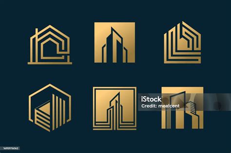 창의적인 아이디어가 있는 부동산 로고 디자인 요소 벡터 아이콘 집합 개념에 대한 스톡 벡터 아트 및 기타 이미지 개념 개념과 주제 건축 Istock