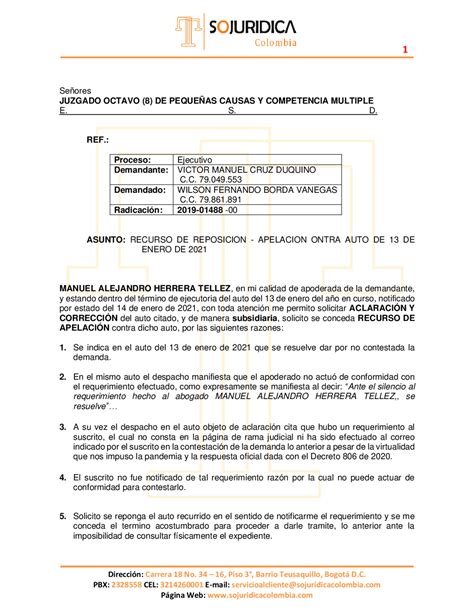 Modelo Recurso De Reposicion Docsity