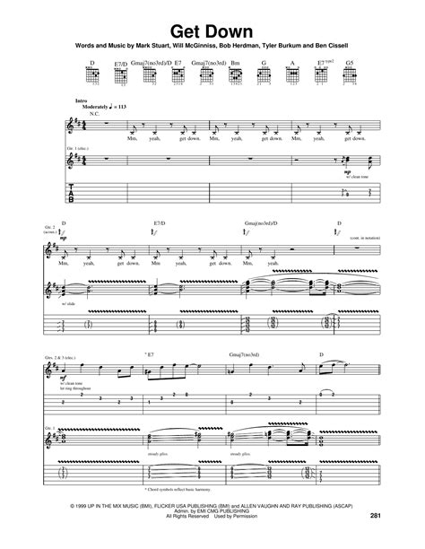 Get Down Sheet Music Audio Adrenaline Guitar Tab