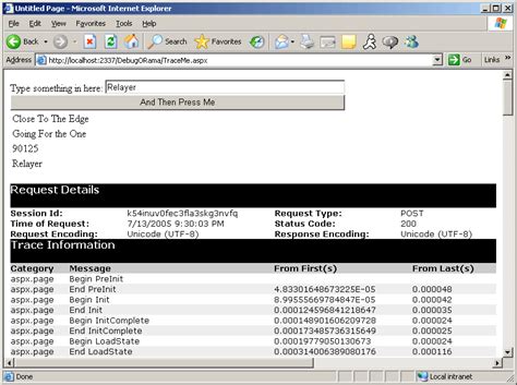 Page Tracing ASP NET