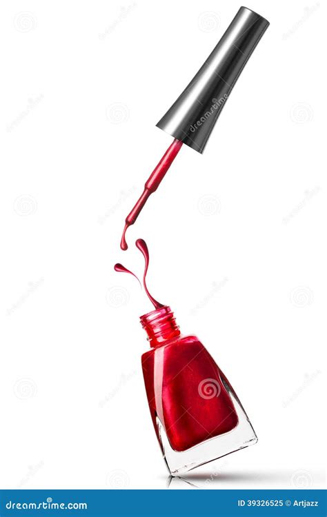Red Nail Polish Bottle With Splash Stock Photo Image 39326525