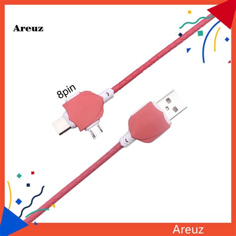 Are 3 In 1 สายชาร์จโทรศัพท์มือถือ Type C Micro Usb 21a 8pin ชาร์จเร็ว สําหรับ Android Shopee