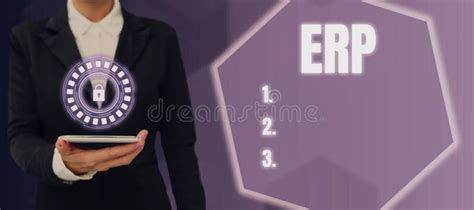 Writing Displaying Text Erp Business Concept Enterprise Resource Planning Centralized Database