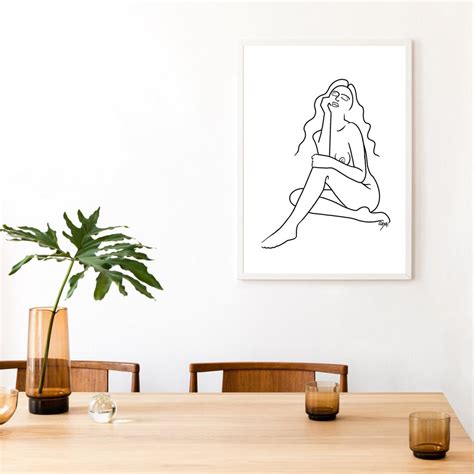 Nude Minimalista Disegno Bianco E Nero Donne Nude Disegno Etsy Italia