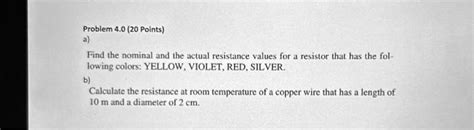 Solved Problem 4 0 20 Points A Find The Nominal And The Actual Resistance Values For A