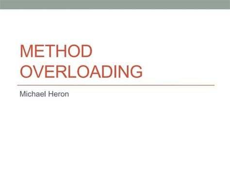 Method Overloading In Java Pdf