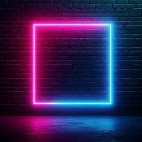 Premium Photo Neon Glow Frame On Brick Wall Background