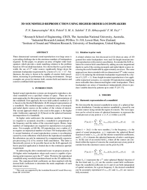 Pdf 3d Soundfield Reproduction Using Higher Order Loudspeakers