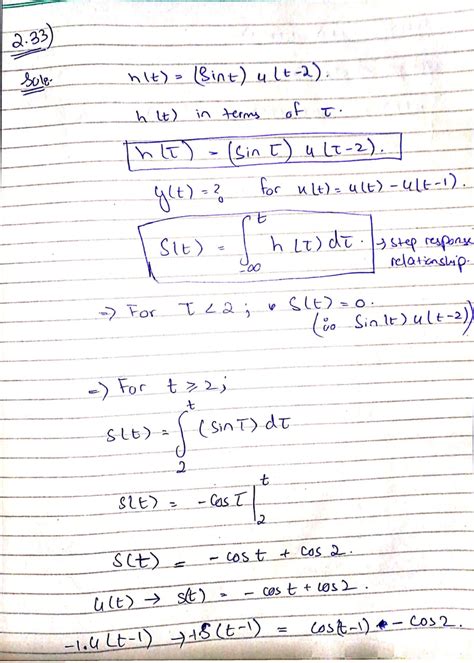 Continuous Signals Computing Response Of LTI System In Terms Of Its Step Response Signal