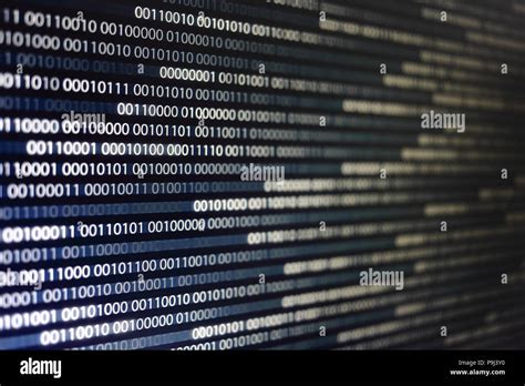 Blocks Of Binary Data Blockchain Concept Blue Background With