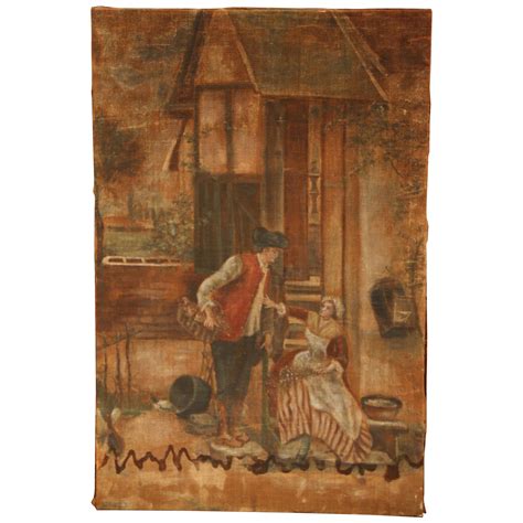 19th Century French Hand Painted Canvas On Stretcher After David