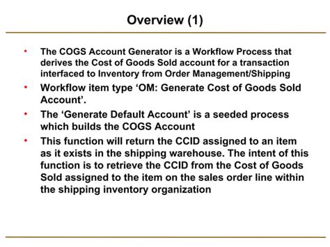 COGS Account Generator Workflow Customization PPT