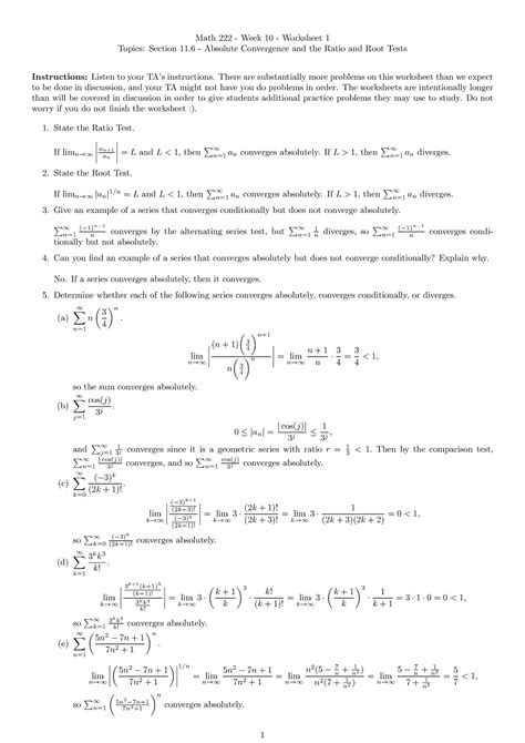 222 Wk10 Section 116 Worksheet Solved Math 222 Week 10 Worksheet 1 Topics Section 11