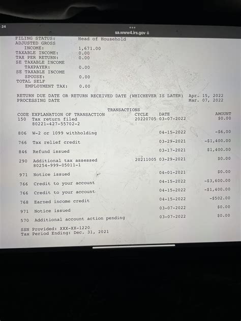 Account Transcript R Irs