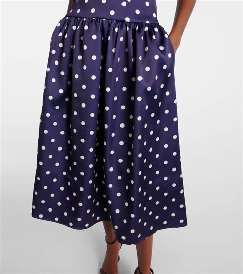 Polka Dot Strapless Cocktail Dress In Blue Self Portrait Mytheresa