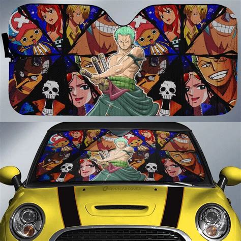 One Piece Car Sun Shade Roronoa Zoro And Other Characters Winshield Su