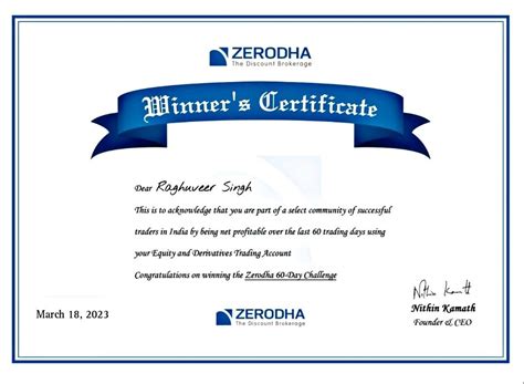 Raghuveer Singh Chouhan On Linkedin Zerodhachallengewinner