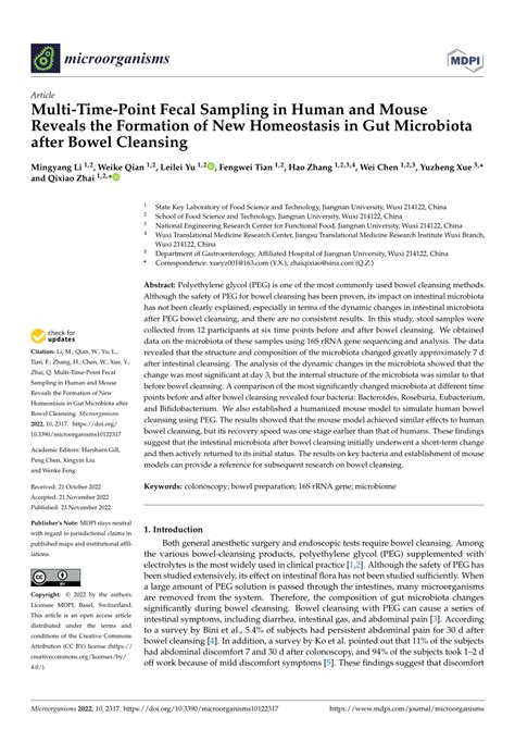 Pdf Multi Time Point Fecal Sampling In Human And Mouse Reveals The