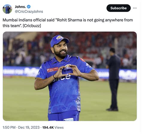 Reactions Galore As Mumbai Indians Official Confirmed That Rohit Sharma