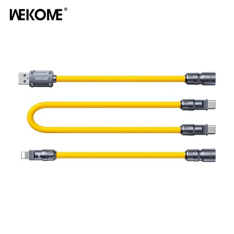 WEKOME Mecha Series 65W Silicone Fast Charging Data Cable WDC 20 Yellow