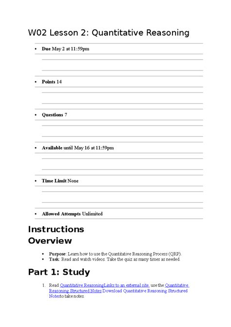 Math108x W02 Quiz Quantitative Reasoning W02 Lesson 2 Quantitative