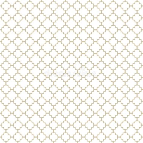Golden Vector Geometric Seamless Pattern With Ornamental Grid Net