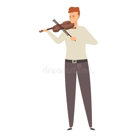 Male Musician Is Playing A Violin With A Bow Stock Vector