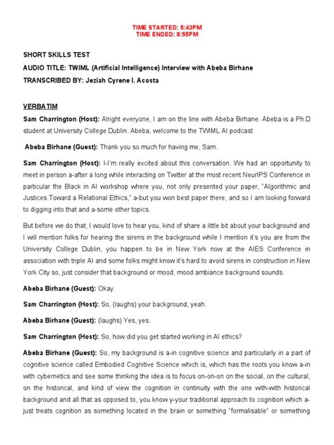 Transcribed Verbatim Pdf Artificial Intelligence Intelligence Ai