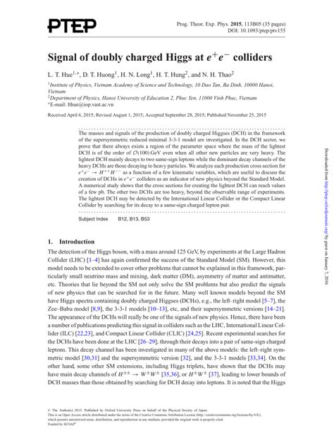 Pdf Signal Of Doubly Charged Higgs At E E − Colliders