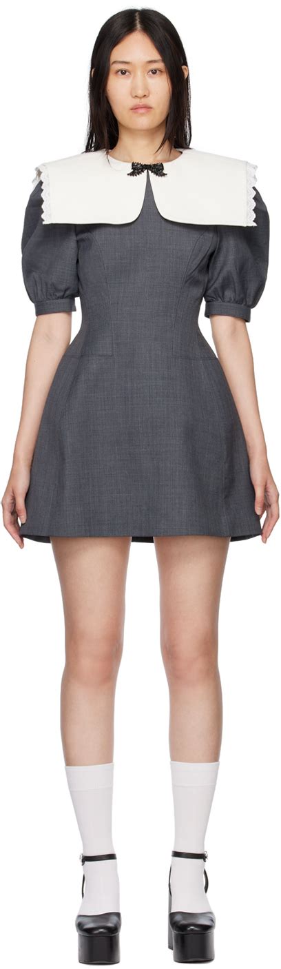 Shushu Tong Gray Sailor Collar Minidress Shushu Tong