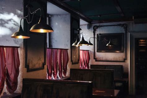 Fundo retrô vintage interior bar café bar ou restaurante no distrito da cidade antiga conceito