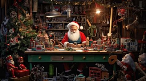 Premium Ai Image Santa Claus Hard At Work In His Bustling Toy