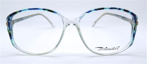 French Large 80s Ladies Clear Acrylic Glasses Frames With Bluegreen