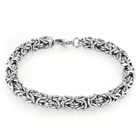 Simple Chain Anklet Stainless Steel Byzantine Chainmaille Weave
