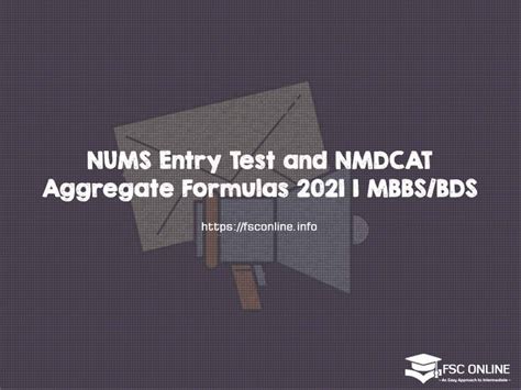 NUMS Entry Test And NMDCAT Aggregate Formulas MBBS BDS