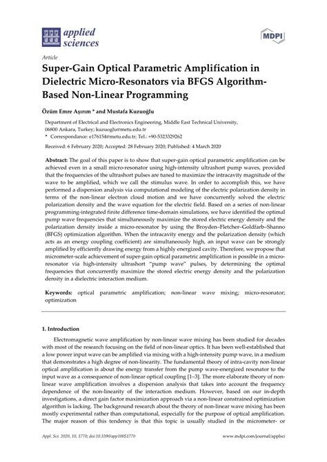 Pdf Super Gain Optical Parametric Amplification In Dielectric Micro