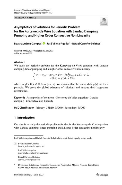 Pdf Asymptotics Of Solutions For Periodic Problem For The Korteweg De Vries Equation With