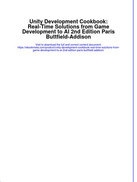 Dơnload Unity Development Cookbook Real Time Solutions From Game Development To Ai 2nd Edition