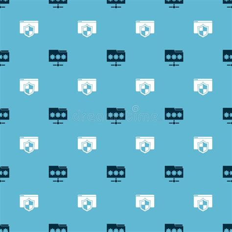 Set Folder With Password And Browser Shield On Seamless Pattern Vector Stock Vector