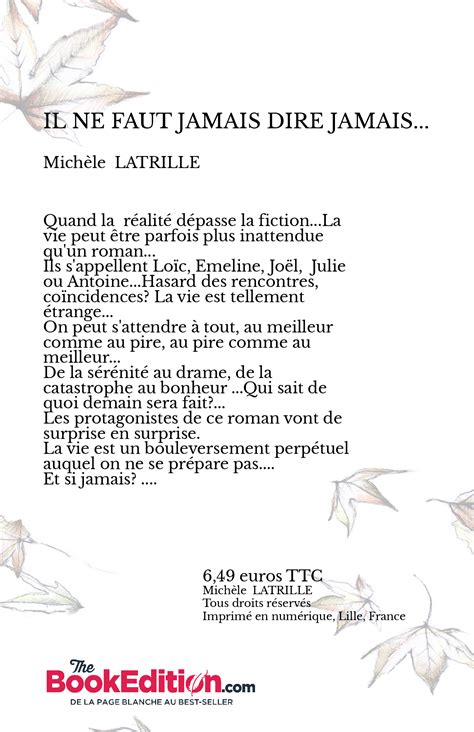 Il Ne Faut Jamais Dire Jamais Michele Latrille