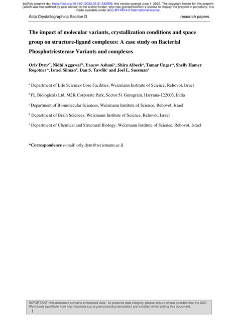 Pdf The Impact Of Molecular Variants Crystallization Conditions And