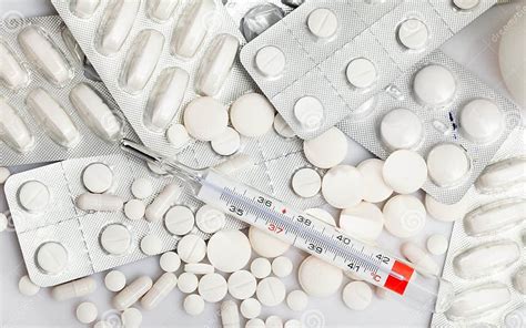 Pills And Mercury Thermometer Stock Image Image Of Healthcare Pill