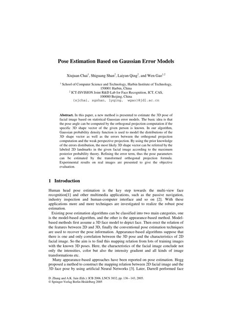 Pdf Pose Estimation Based On Gaussian Error Models