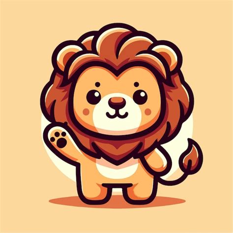 Premium Vector Vector Cute Lion Standing With Happy Pose Cartoon