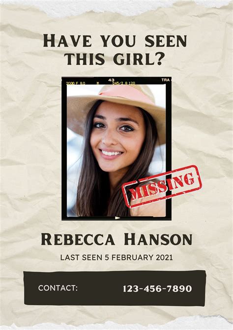 Free Editable Printable Missing Poster Templates Worksheets Library